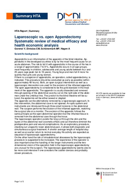 Pdf Laparoscopic Vs Open Appendectomy Systematic Review Of Medical