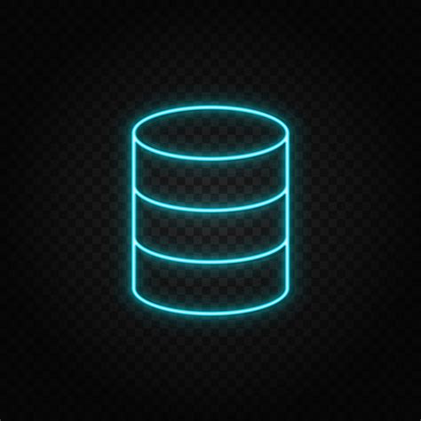 Data Storage Neon Icon Blue And Yellow Neon Vector Icon Transparent Background