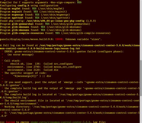 cinnamon control center 5 6 0 emerge fails r gentoo
