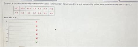 Solved Construct A Stem And Leaf Display For The Following Chegg Com