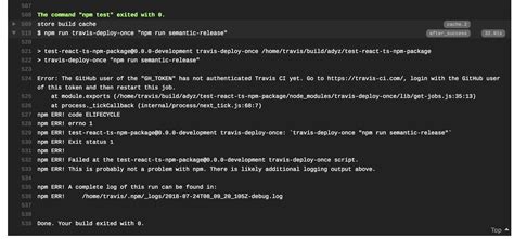 gh token has not authenticated travis ci yet · issue 52 · semantic