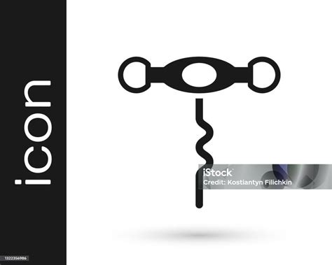 흰색 배경에 고립 된 블랙 와인 코르크 스크류 아이콘 벡터 강철에 대한 스톡 벡터 아트 및 기타 이미지 강철 검은색 고풍스런 Istock