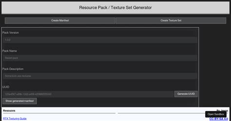 minecraft texture set json file generator codesandbox