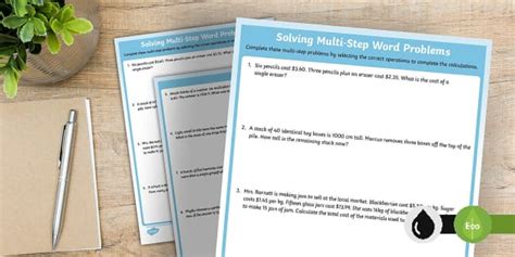 Multi Step Word Problems Teacher Made Twinkl