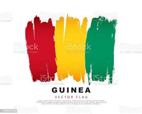 기니의 국기 빨간색 노란색 및 녹색 브러시 스트로크 손으로 그립니다 흰색 배경에 고립된 벡터 일러스트레이션입니다 0명에 대한 스톡 벡터 아트 및 기타 이미지 Istock
