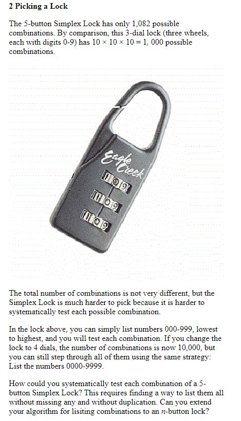 2 Picking A Lock The 5 Button Simplex Lock Has Only Chegg Com