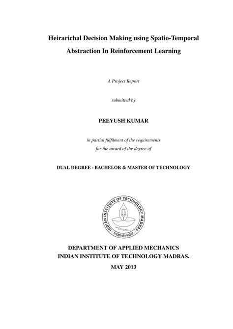 pdf heirarichal decision making using spatio temporal abstraction in