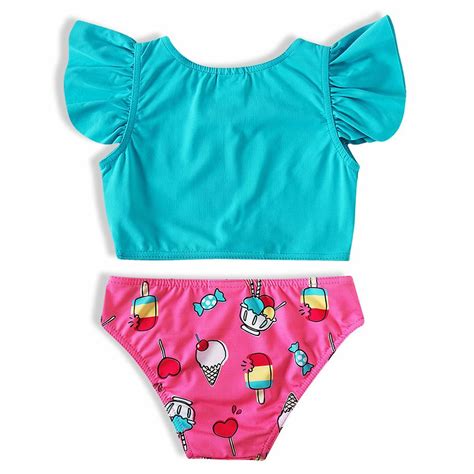 Biquíni Infantil Cropped Com Amarra Sorvetes Pink E Turquesa Tip Top Ecameleca