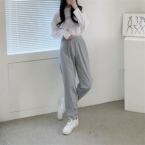 여자 셔링 밴드 조거팬츠 트레이닝 츄리닝 회색 바지