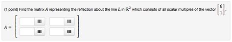 Solved Find The Matrix A Representing The Reflection About Chegg Com