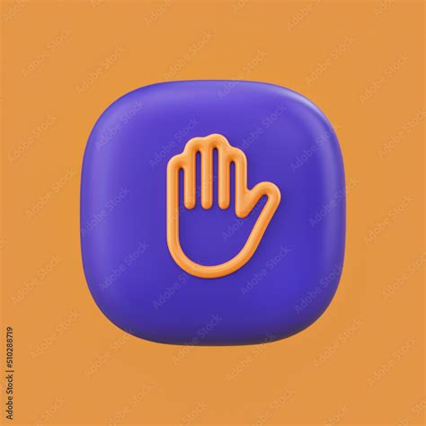 Emotion Icon Hand 3d Icon On A Rounded Button Shape Outline Emoji 3d Rendering Flat