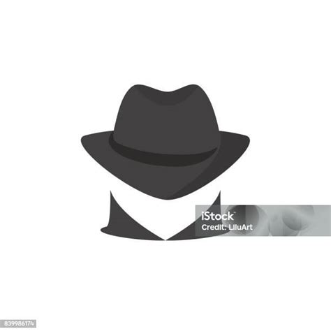 비밀 요원의 그림입니다 스파이 아이콘 모자에서 알 수 없는 남자의 실루엣입니다 Incognita입니다 컴퓨터 해커 네트워크