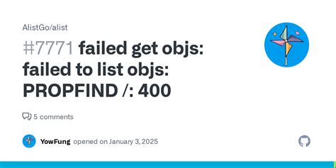 failed get objs failed to list objs propfind 400 · issue 7771