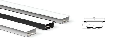 9032 1 Aluminum Led Extrusion Recessed With Diffuser