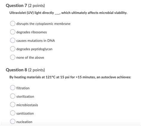Solved Question Points Ultraviolet UV Light Directly Chegg
