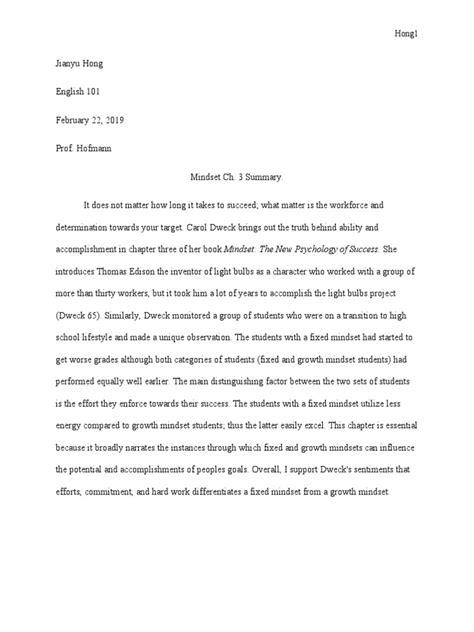 Mindset Ch 3 Summary Pdf