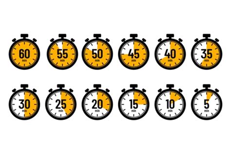 Set Of Stopwatch Design Count Down From Zero To Minutes In Navy And Orange Color Stopwatch
