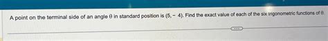 Solved A point on the terminal side of an angle θ in Chegg