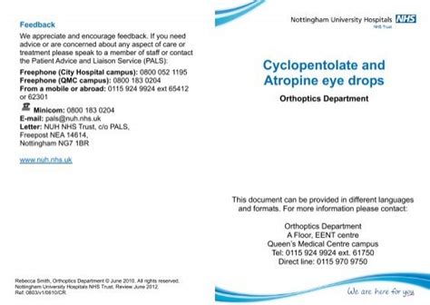 Cyclopentolate And Atropine Eye Drops Nottingham University