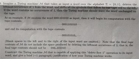 Solved Imagine A Turing Machine M That Takes As Input A Word