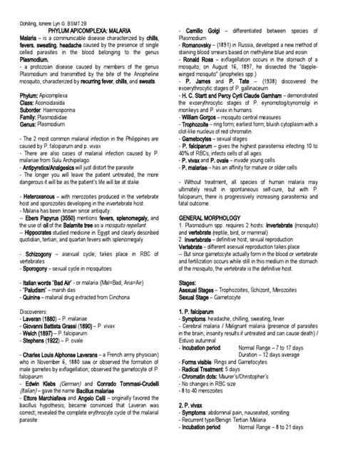 Phylum Apicomplexa Pdf Malaria Plasmodium Falciparum