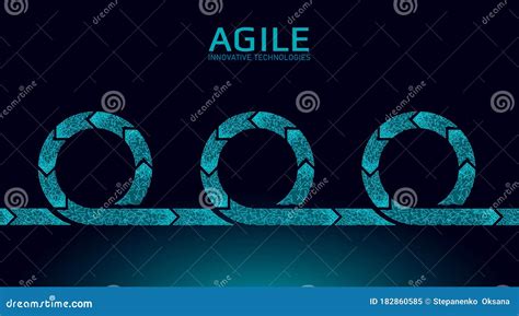 Agile Development Project Lifecycle Test System Strategy Concept Circle Arrow Symbol Low Poly
