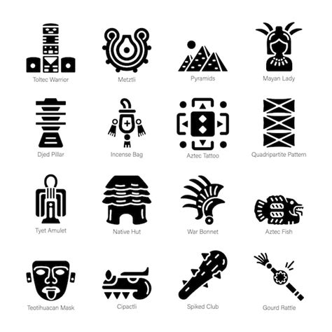 Premium Vector Trendy Collection Of Aztec History Solid Icons
