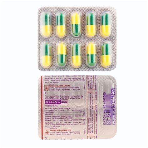 Dicloxacillin Sodium Capsules 500 Mg Packaging Size 1x10 At ₹ 64 9 Box In Nagpur