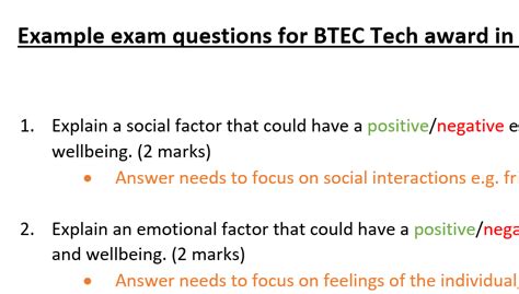 Exam Questions BTEC Tech Health And Social Teaching Resources