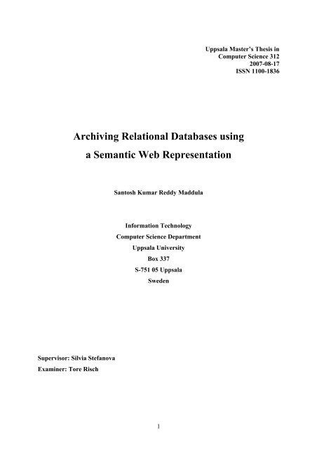 Archiving Relational Databases Using A Semantic Web