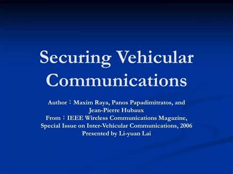 Ppt Securing Vehicular Communications Powerpoint Presentation Free