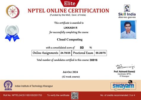 Likkash R On Linkedin Cloudcomputing Nptel Achievement