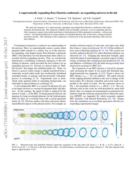 Pdf A Supersonically Expanding Bose Einstein Condensate An Expanding Universe In The Lab