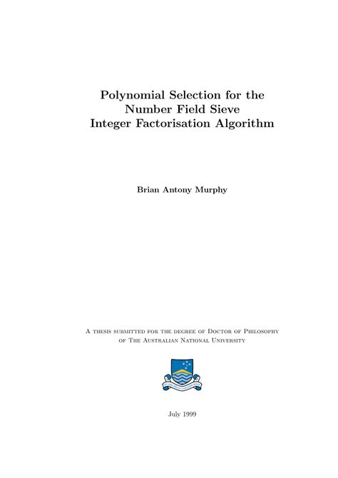polynomial selection for the number field sieve integer factorisation algorithm docslib