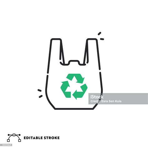 편집 가능한 스트로크가 있는 재활용 가능한 가방 플랫 라인 아이콘 비닐 봉지에 대한 스톡 벡터 아트 및 기타 이미지 비닐 봉지 상징 재활용 Istock