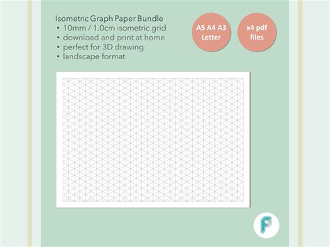 Printable Isometric Graph Paper Grid 10mm 1 0cm Landscape A3 A4 A5 And US Letter Downloads Etsy