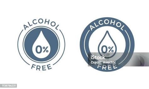 알콜 자유로운 벡터 아이콘입니다 피부와 바디 케어 화장품 제품 의료 알콜 프리 드롭 및 퍼센트 기호 0에 대한 스톡 벡터 아트 및 기타 이미지 Istock
