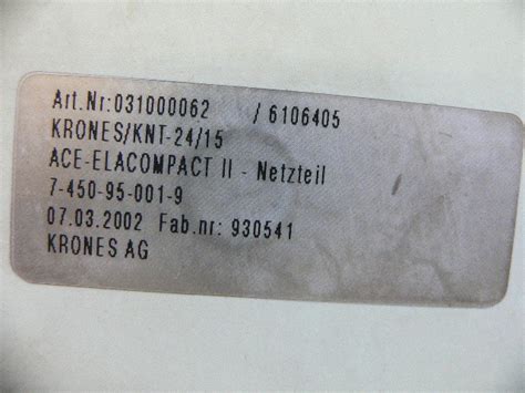 Krones Ag Knt 24 15 Ce Elacompact Probe Supply Fen Industrial