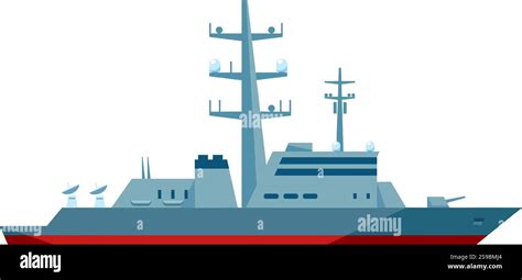 Illustration Of A Modern Naval Warship Featuring Advanced Radar Systems And Communication