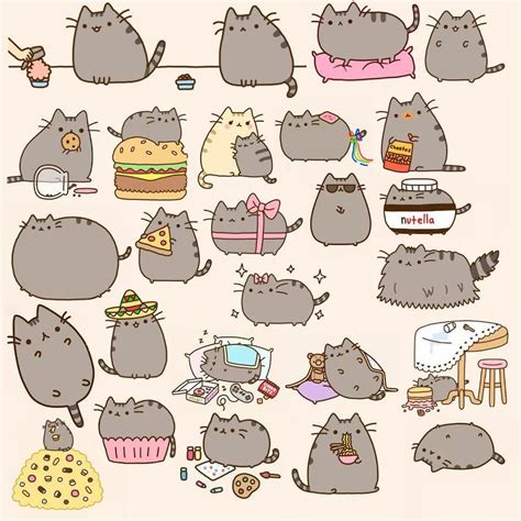 Pusheen Stickers And Cute Cat Wallpaper