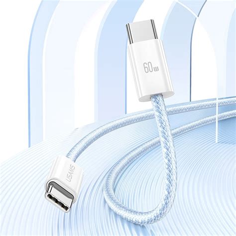 USAMS US SJ656 U86 PD60W USB C Type C To USB C Type C Rainbow Braided Fast Charging Data Cable