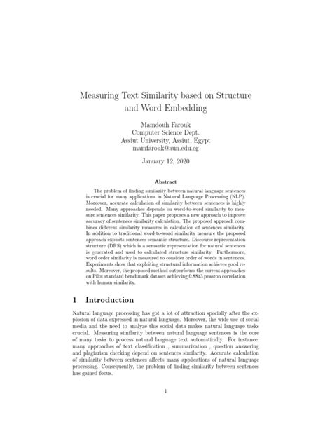 8 Measuring Text Similarity Based On Structure And Word Embedding Pdf