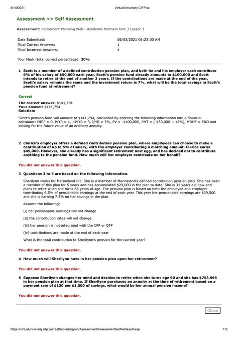 Awesoem Assessment Self Assessment Assessment Retirement Planning Web Academic Studocu