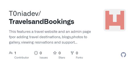 Github T Niadev Travelsandbookings This Features A Travel Website And An Admin Page Fpor