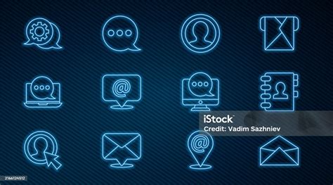 회선 봉투 주소록 계정 만들기 화면 메일 및 이메일 노트북에서 채팅 메시지 알림 말풍선 채팅 모니터 및 아이콘을 설정합니다 벡터 Brand Name Online
