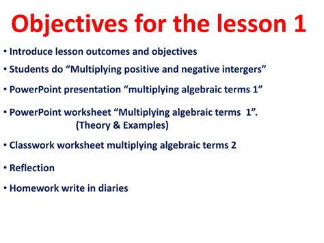 Multiplying Algebraic Terms Pptx
