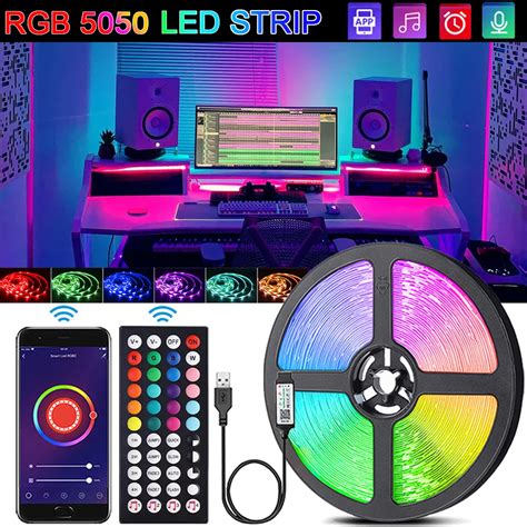 Mikenoon 5V RGB 5050 LED Light Strip with USB & Remote Control ...