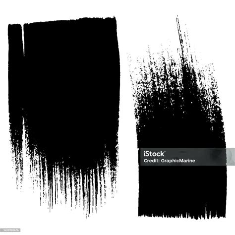 블랙 잉크 벡터 브러쉬 스트로크 세트 벡터 페인트 브러시 일러스트 레이 션 세트 더러운 그런 지 예술적 손으로 그린 잉크 텍스처 배너와 흰색 배경에 고립 된 디자인 요소 0