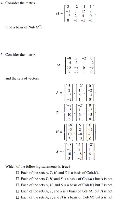 Solved 4 Consider The Matrix 1 3 12 2 2 2 4 0 Find A