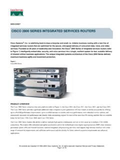 CISCO SERIES INTEGRATED SERVICES ROUTERS Cisco Series Integrated Services Routers